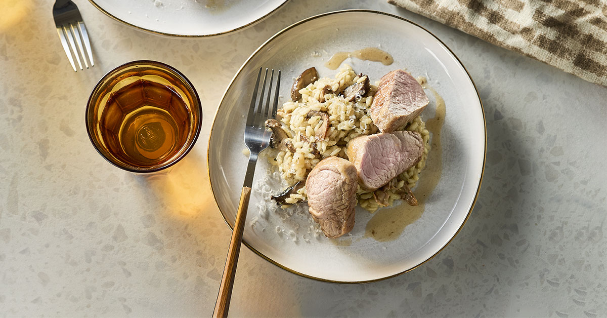 Maple Pork Tenderloin and Mushroom Risotto | Maple from Canada